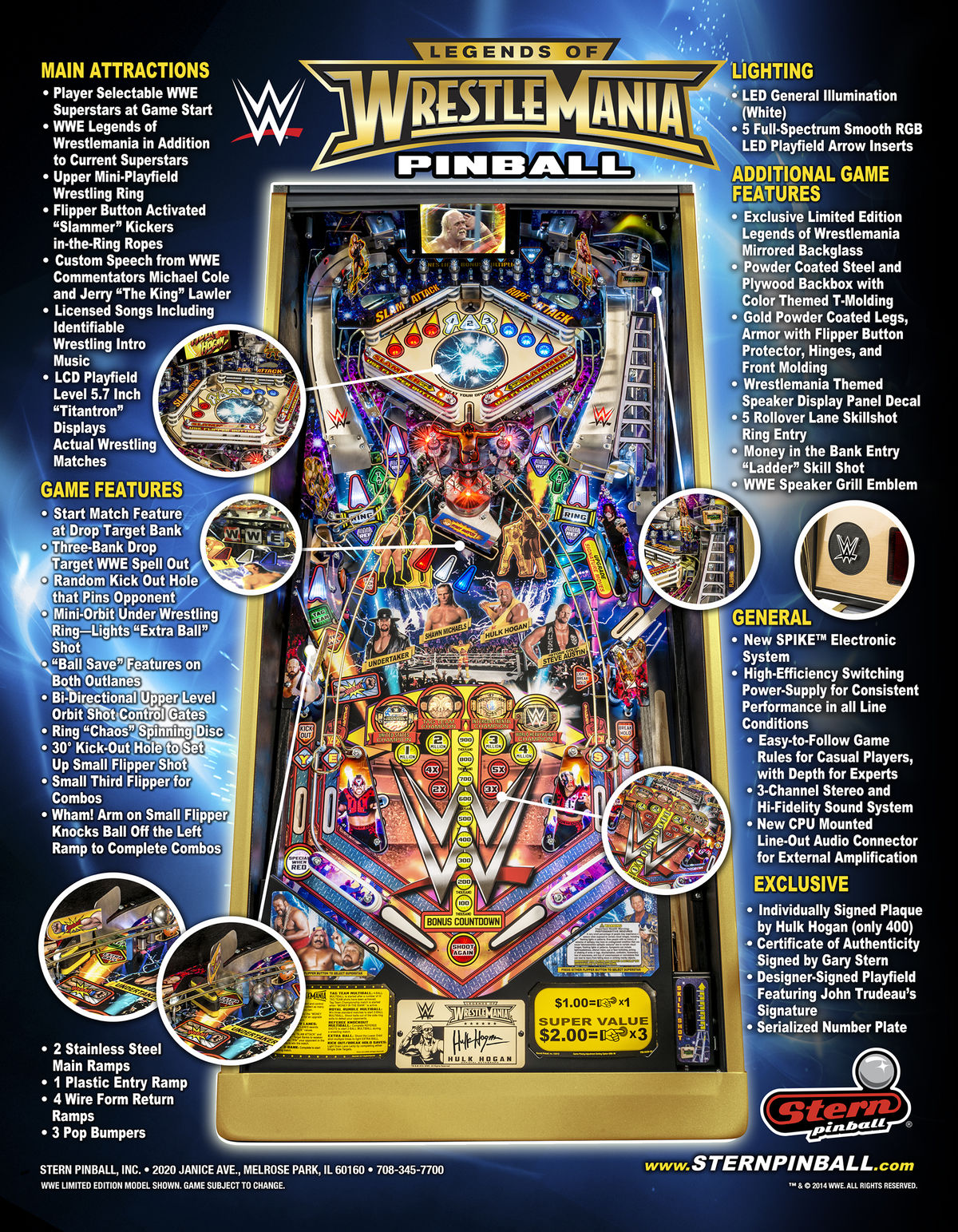 Legends of Wrestlemania Limited Edition Pinball Machine - Elite Home ...