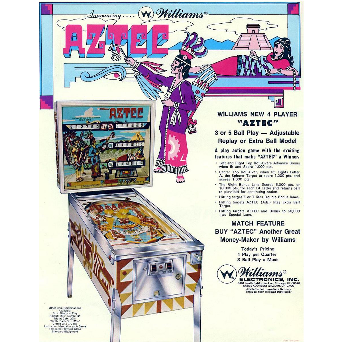 Aztec Pinball Machine - Elite Home Gamerooms | Order Now!