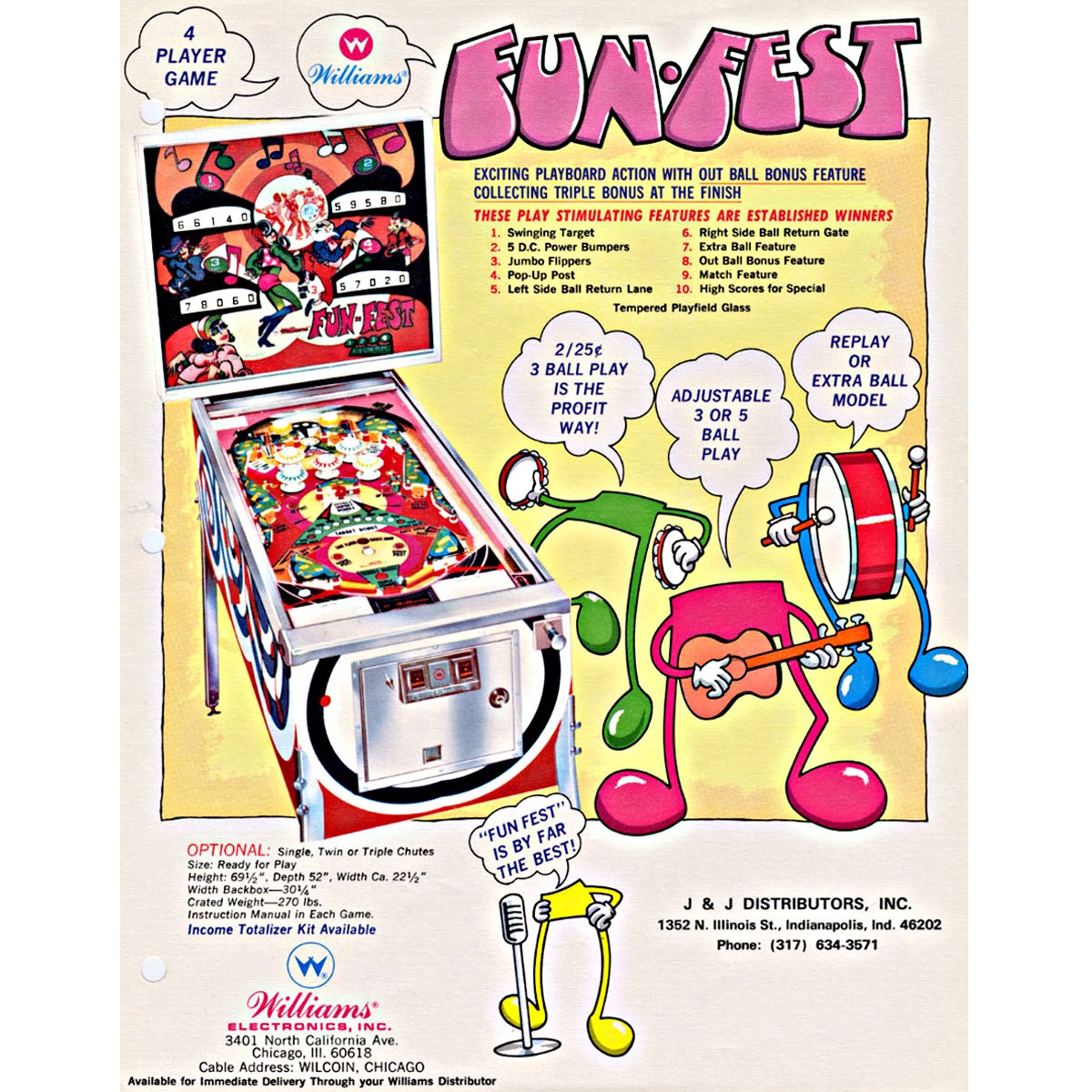 Fun-Fest Pinball Machine by Williams - Elite Home Gamerooms