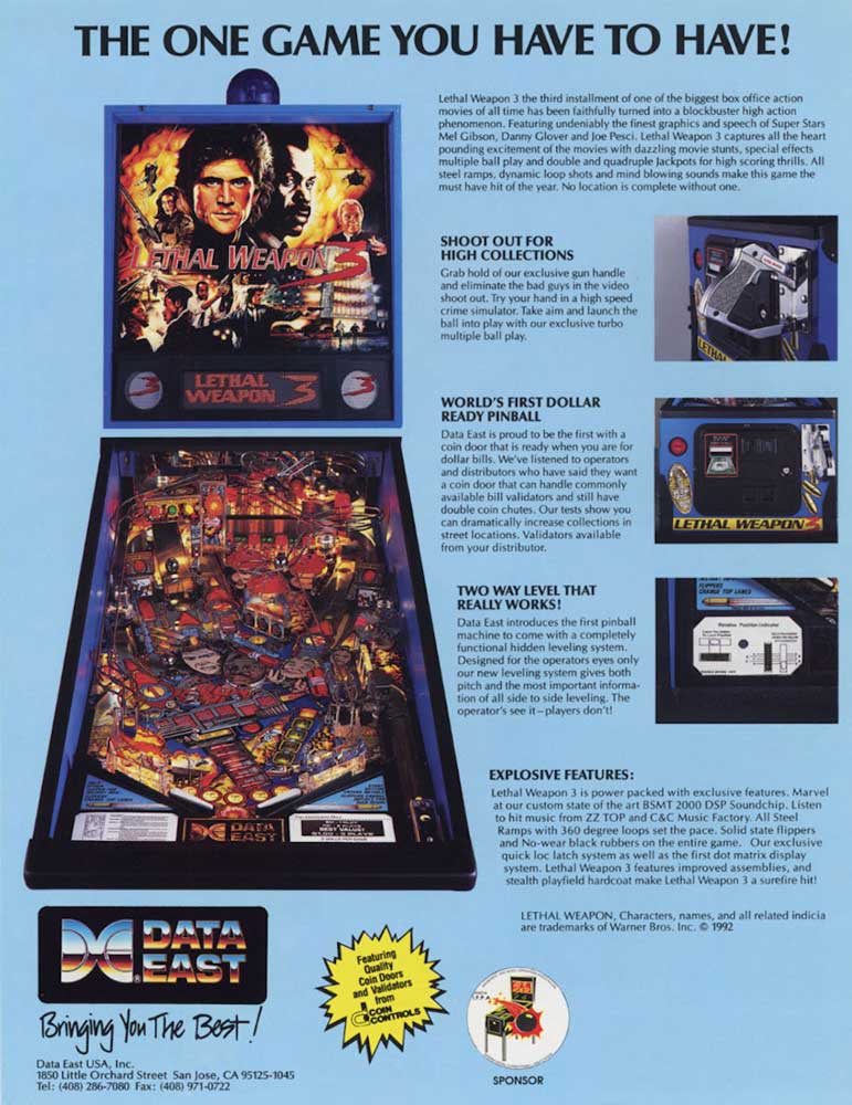 Lethal Weapon 3 Pinball Machine - Elite Home Gamerooms