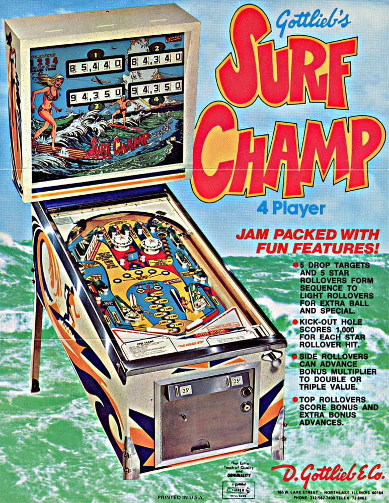 Surf Champ Pinball Machine - Elite Home Gamerooms
