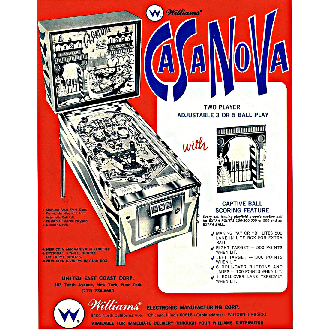 Casanova Pinball Machine - Elite Home Gamerooms