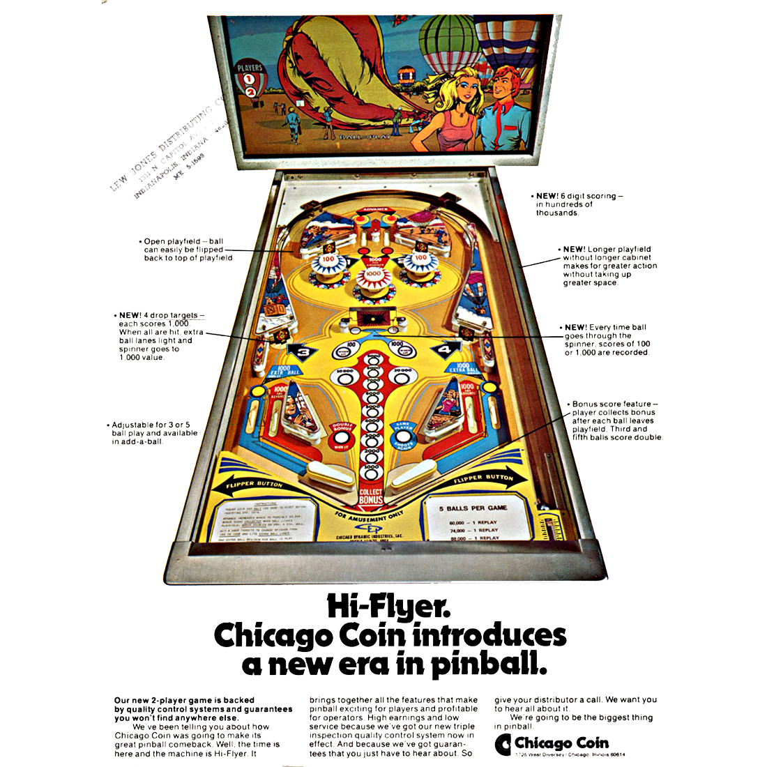 Hi-Flyer Pinball Machine - Elite Home Gamerooms