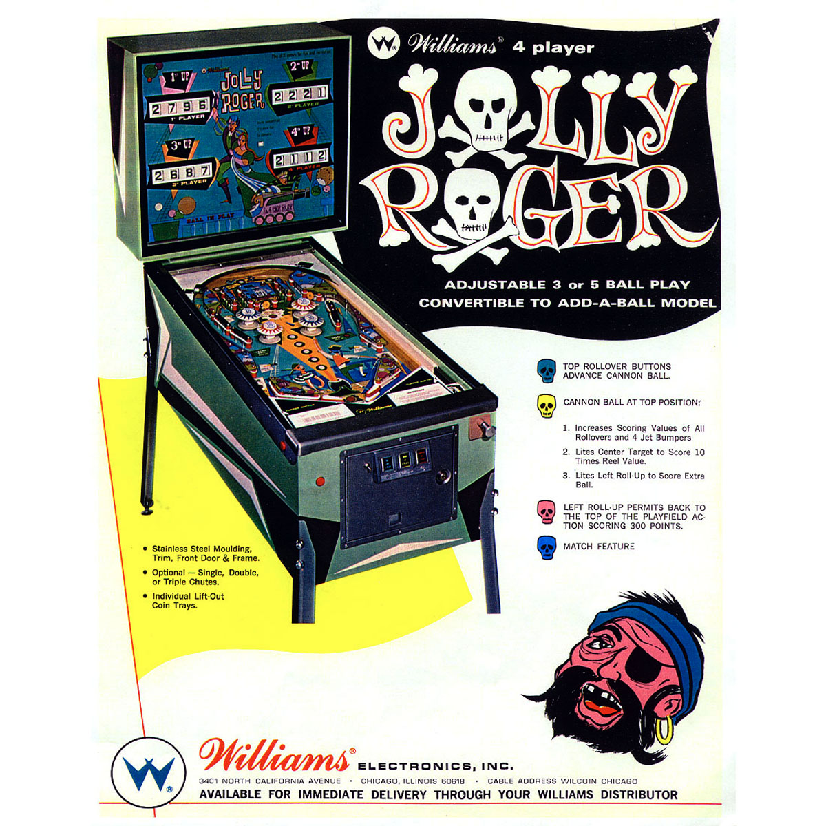 Jolly Roger Pinball Machine - Elite Home Gamerooms