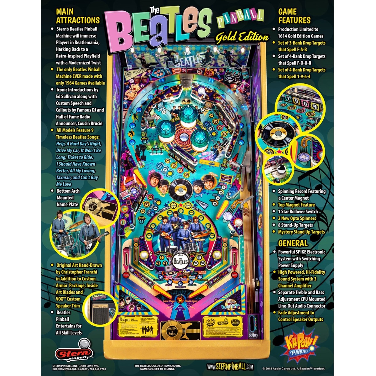 Beatles Gold Edition Pinball Machine - Elite Home Gamerooms