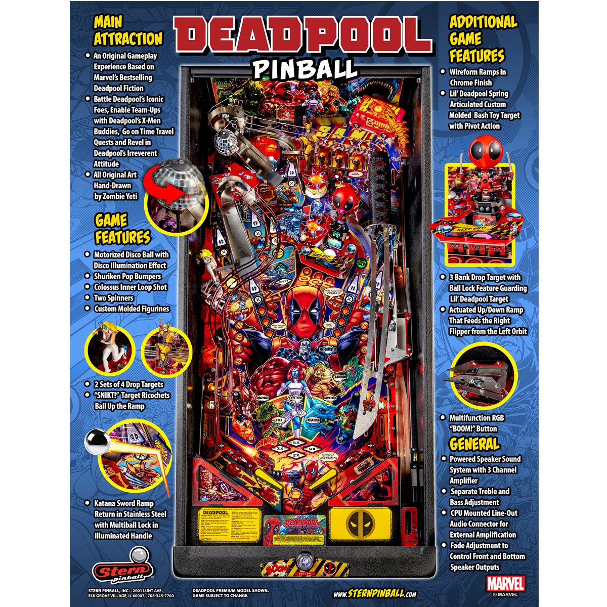 Deadpool Premium Pinball Machine - Elite Home Gamerooms