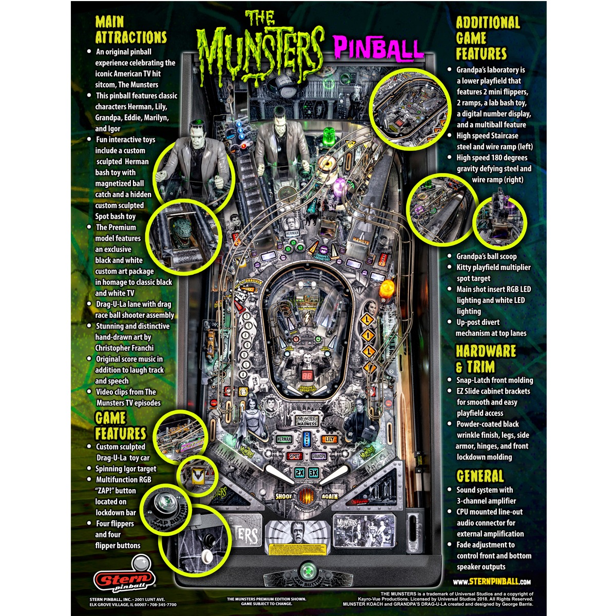 Munsters Premium Pinball Machine | Elite Home Gamerooms