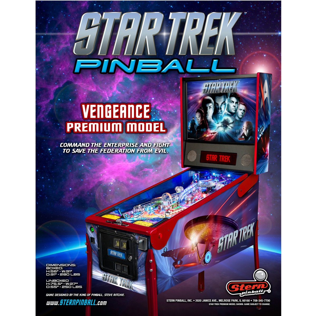Star Trek Premium Pinball Machine - Elite Home Gamerooms