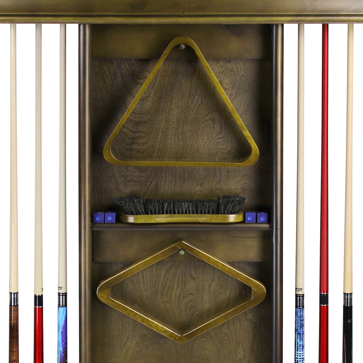 Deluxe Wall Cue Rack - Cappuccino - Elite Home Gamerooms
