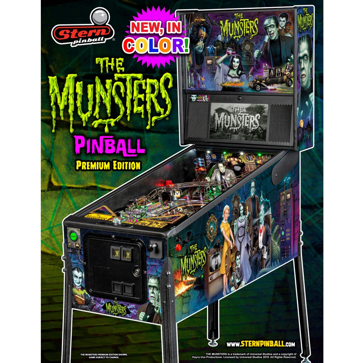 Munsters Premium Pinball Machine Color Edition - Elite Home Gamerooms