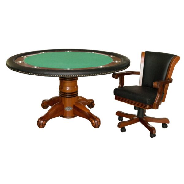 Round Poker Table – 60″ Antique Walnut | Elite Home Gamerooms