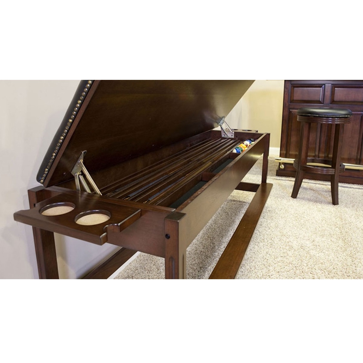 Winslow Billiard Storage Bench - Elite Home Gamerooms