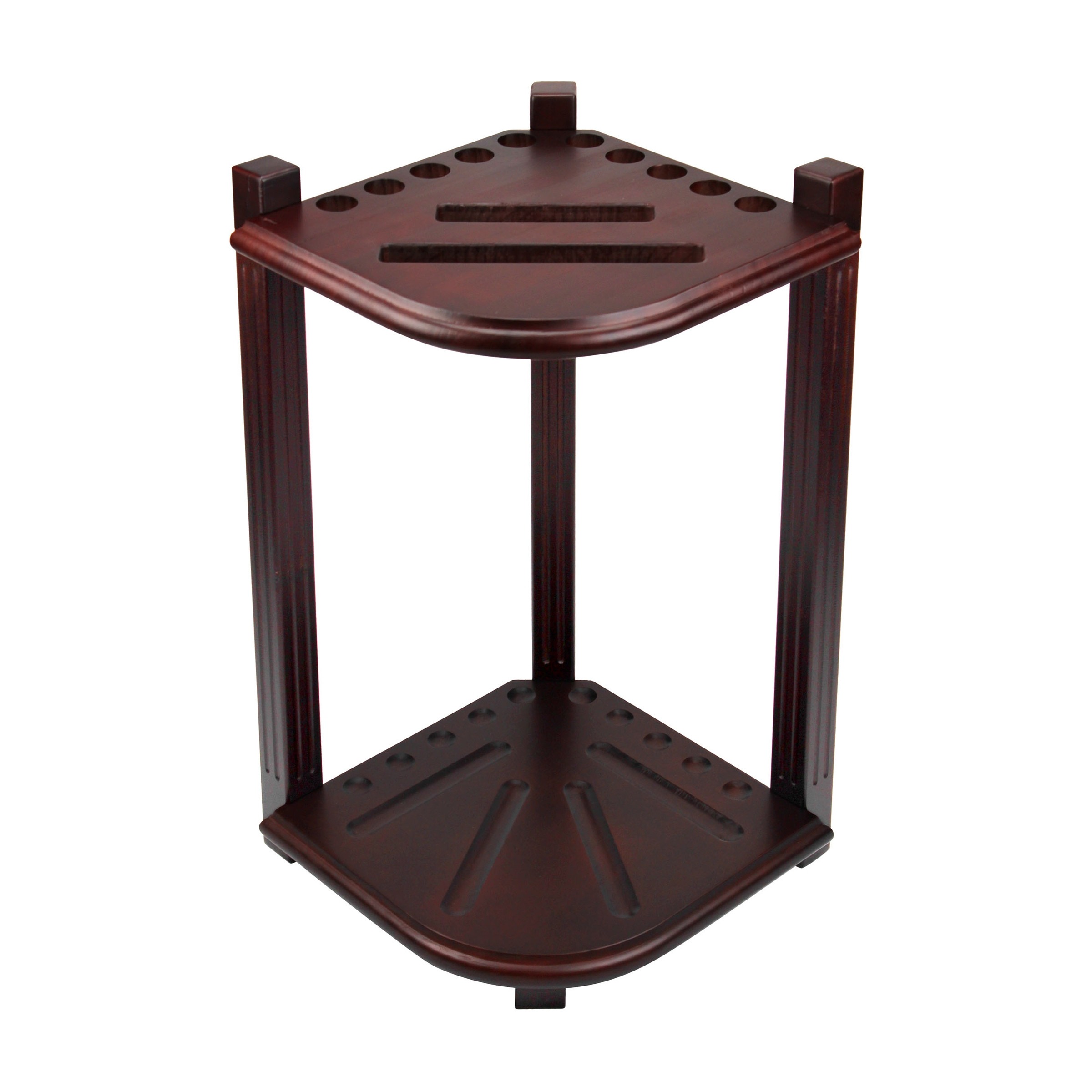 Double Thick Corner Cue Rack - Mahogany - Elite Home Gamerooms