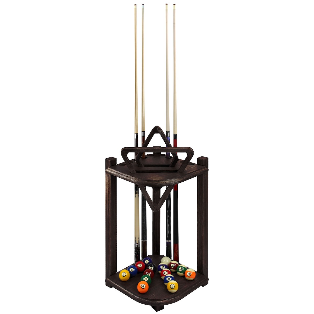 Double Thick Corner Cue Rack - Weathered Dark Chestnut - Elite Home ...