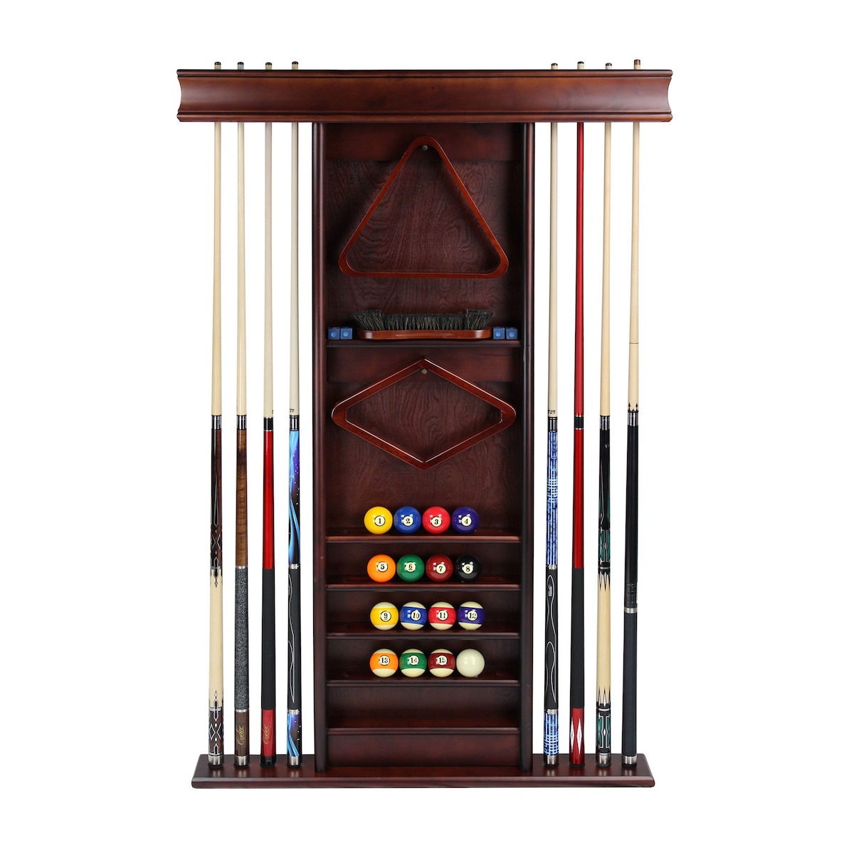 Deluxe Wall Rack - Mahogany - Elite Home Gamerooms