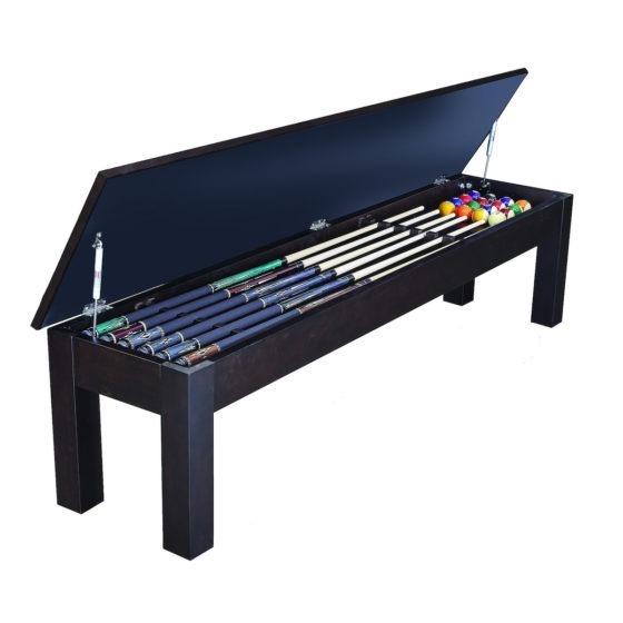 76" Espresso Billiard Storage Bench - Elite Home Gamerooms