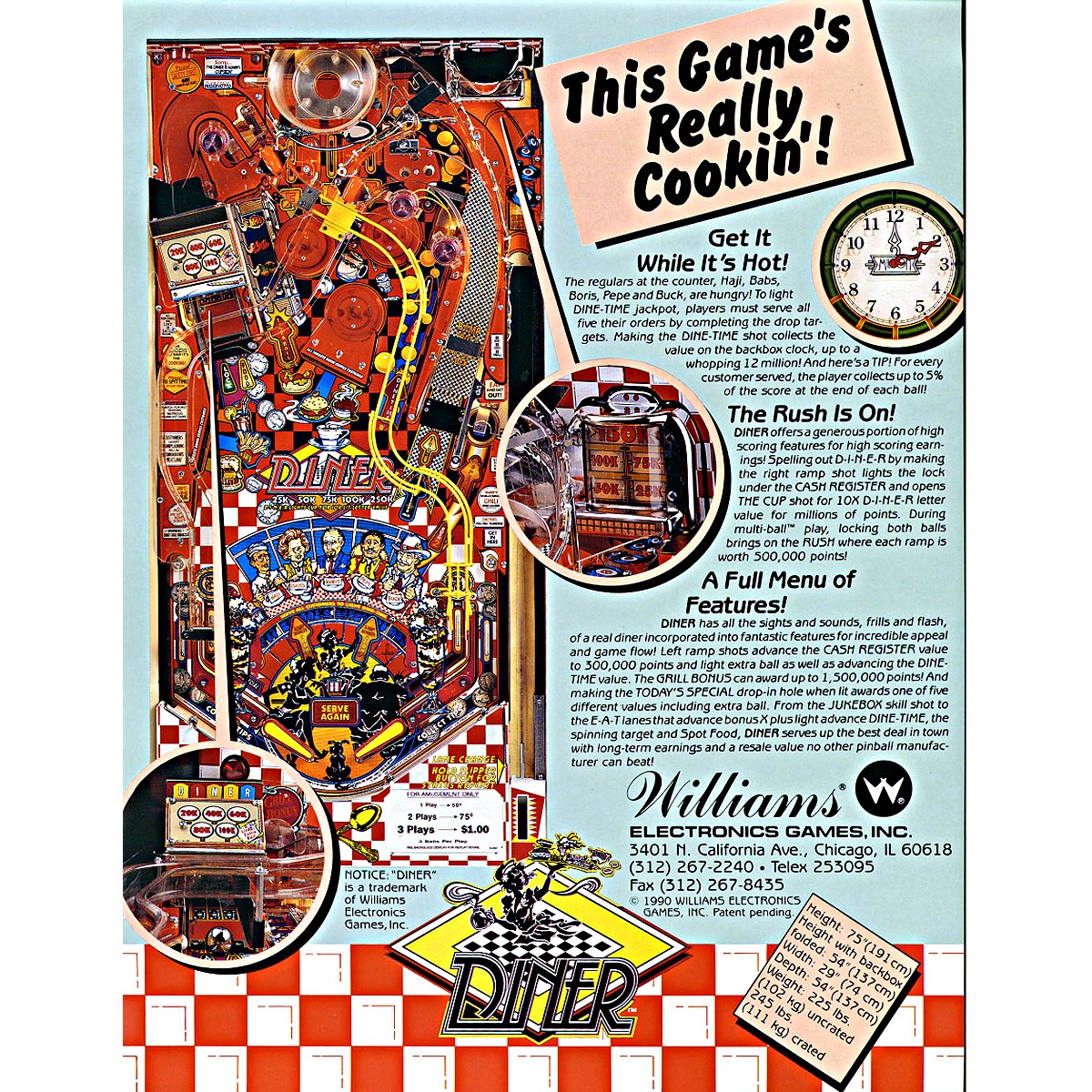 Diner Pinball Machine by Williams - Elite Home Gamerooms | Order Now!
