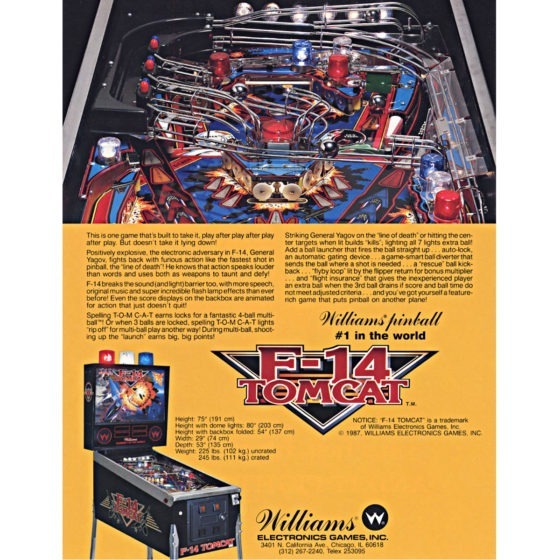 F-14 Tomcat Pinball Machine - Elite Home Gamerooms