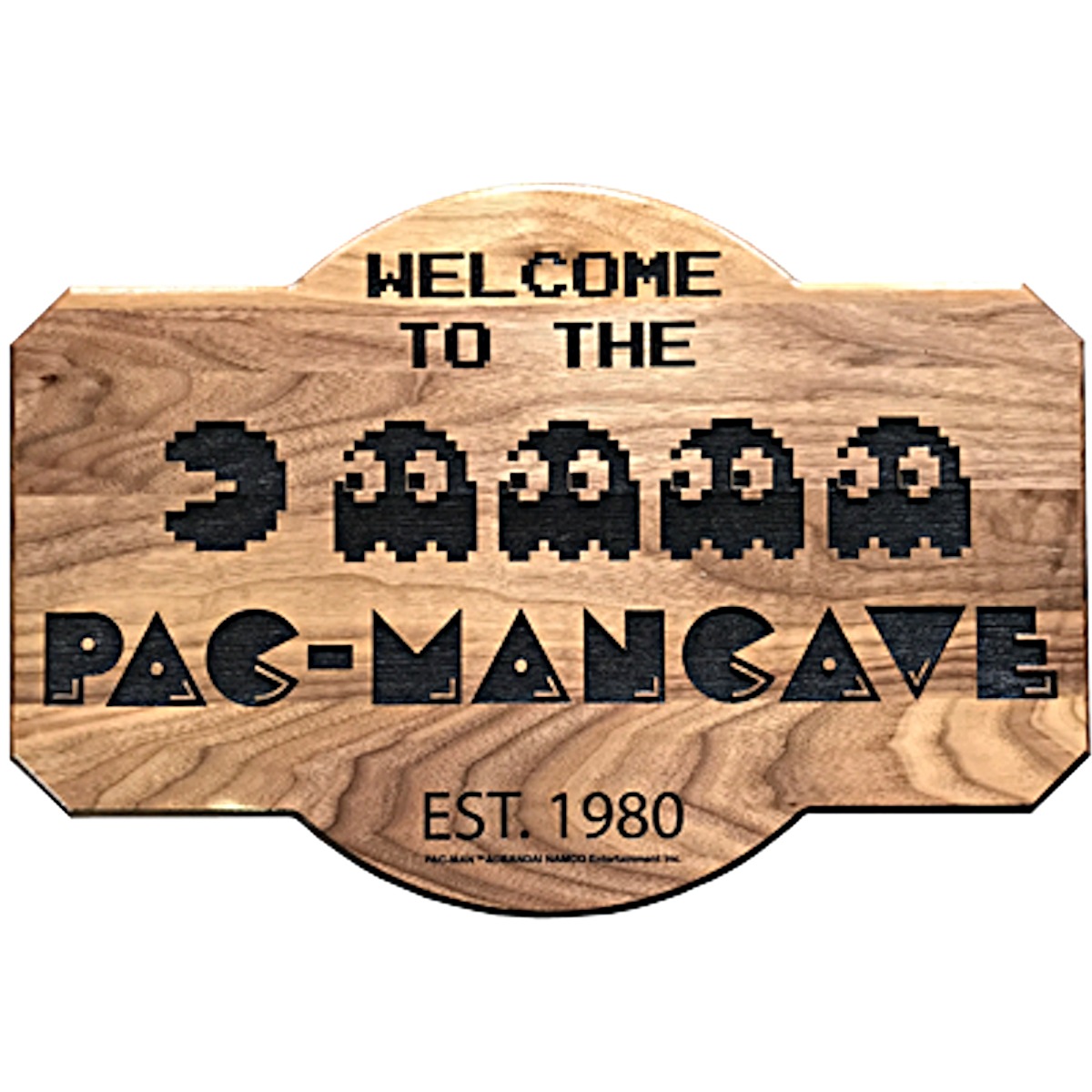 Welcome to the Pac-Man Cave Maple Plaque - Elite Home Gamerooms
