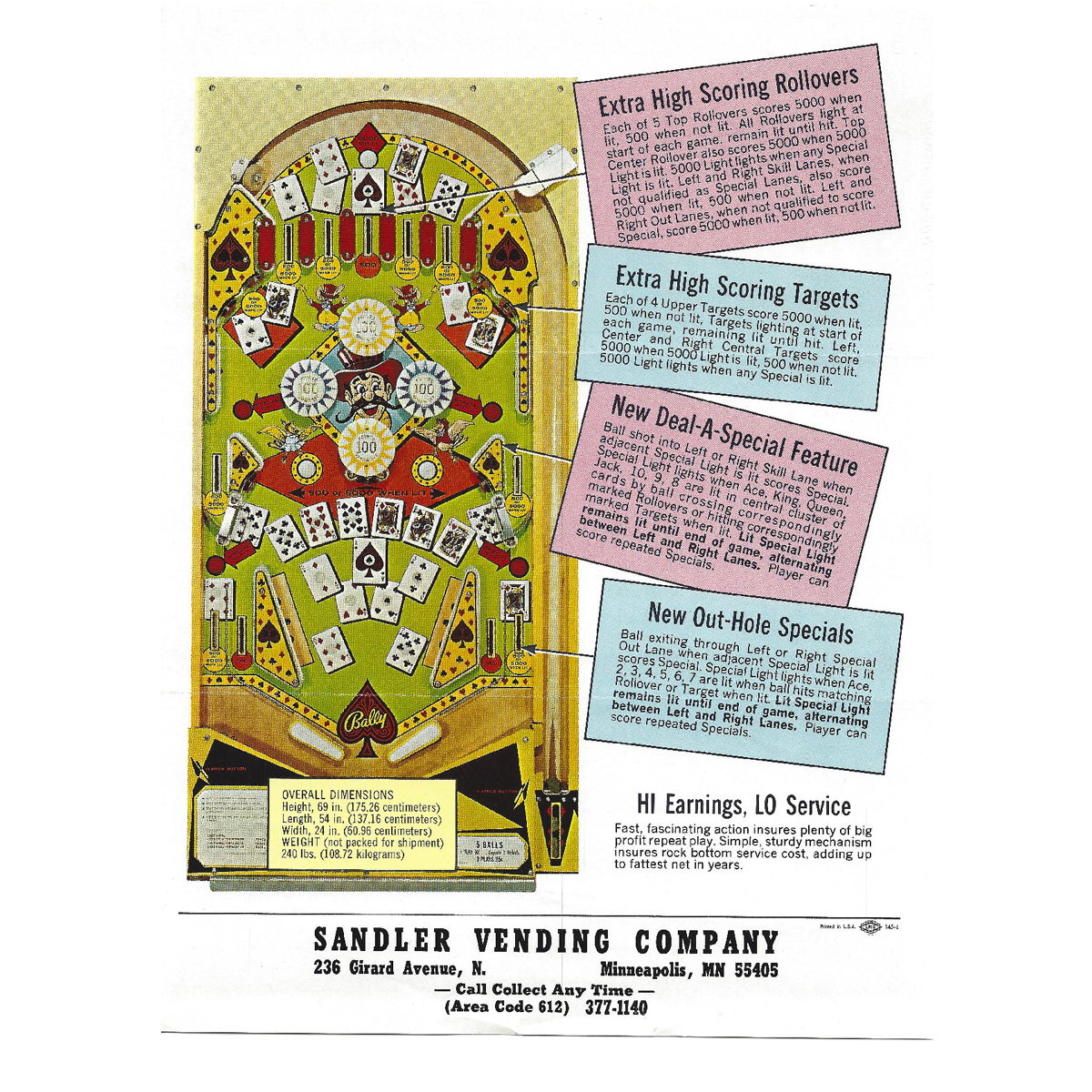 Hi-Lo Ace Pinball Machine - Elite Home Gamerooms