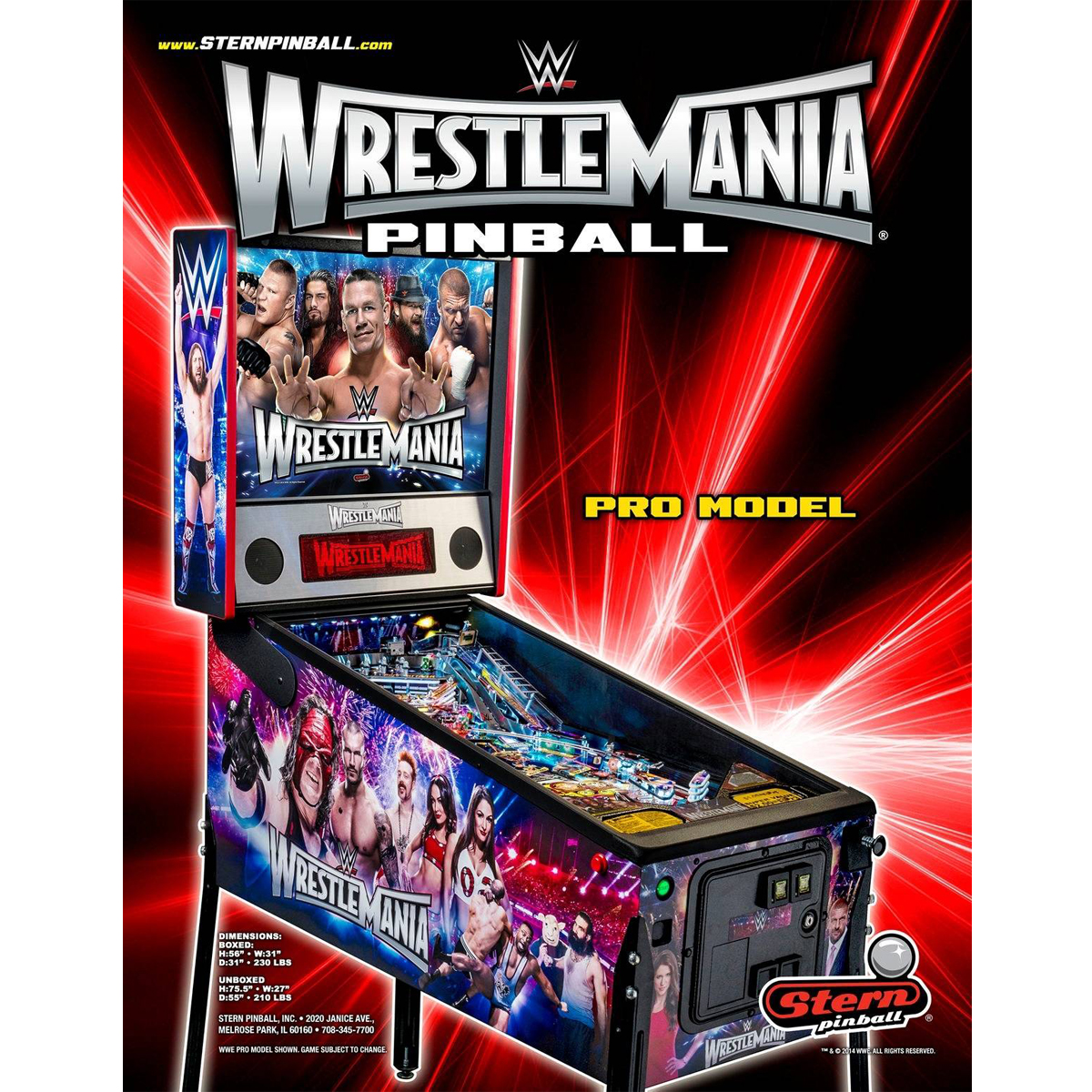 WWE Legends of Wrestlemania Pro Pinball Machine - Elite Home Gamerooms
