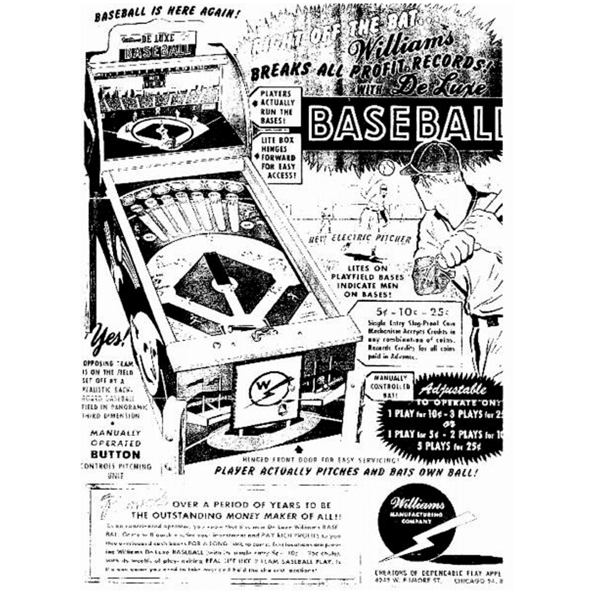 De Luxe Baseball Pinball Machine - Elite Home Gamerooms