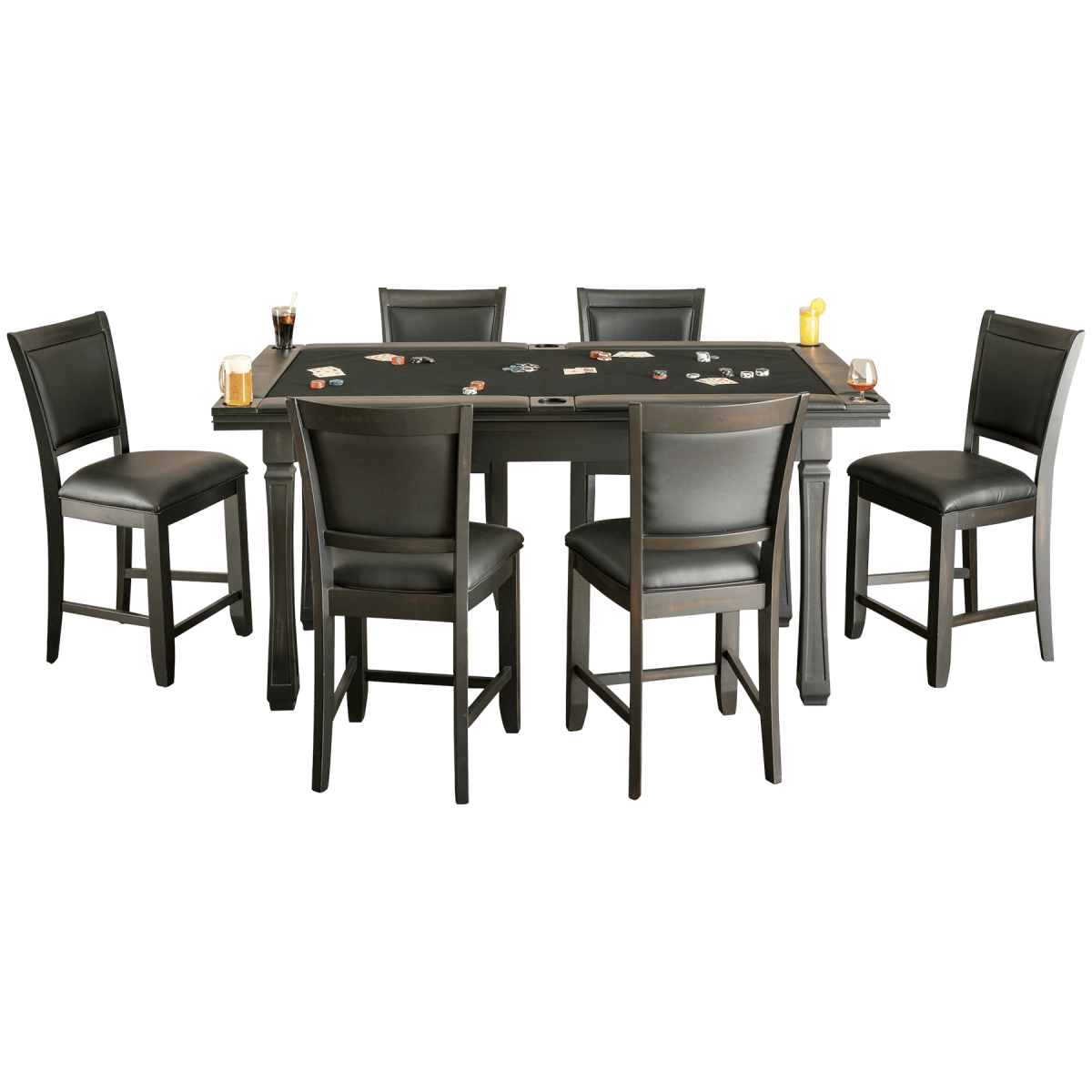 Burlington Game Table Set (Peppercorn) - Elite Home Gamerooms